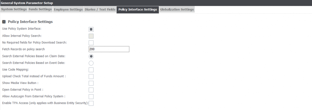 General System Parameter Setup