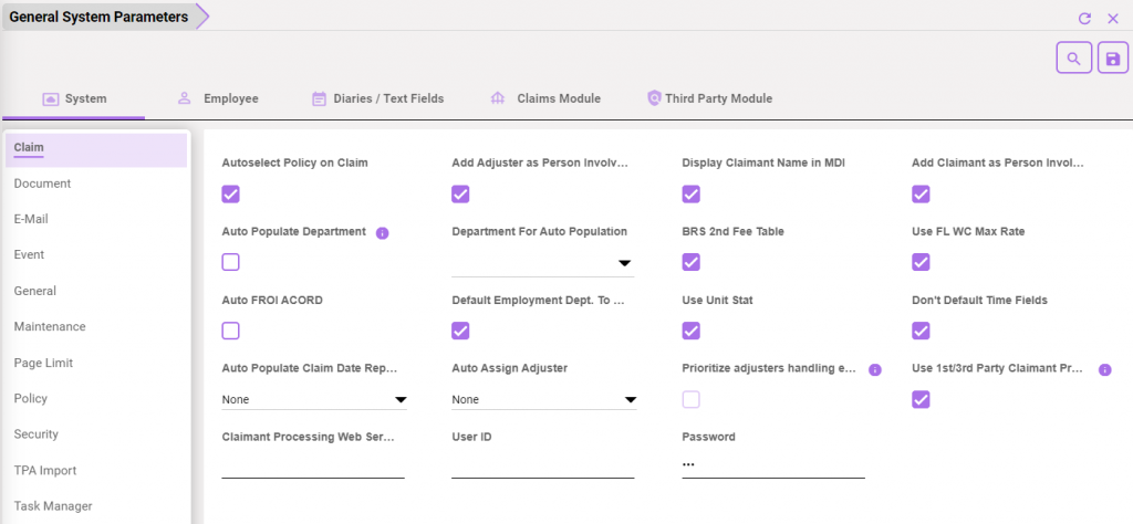 General System Parameter Setup