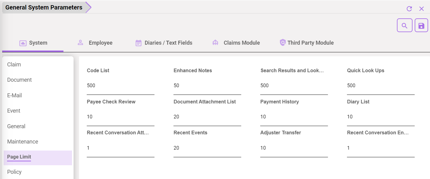 General System Parameter Setup