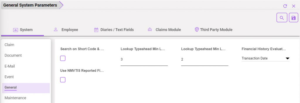 General System Parameter Setup