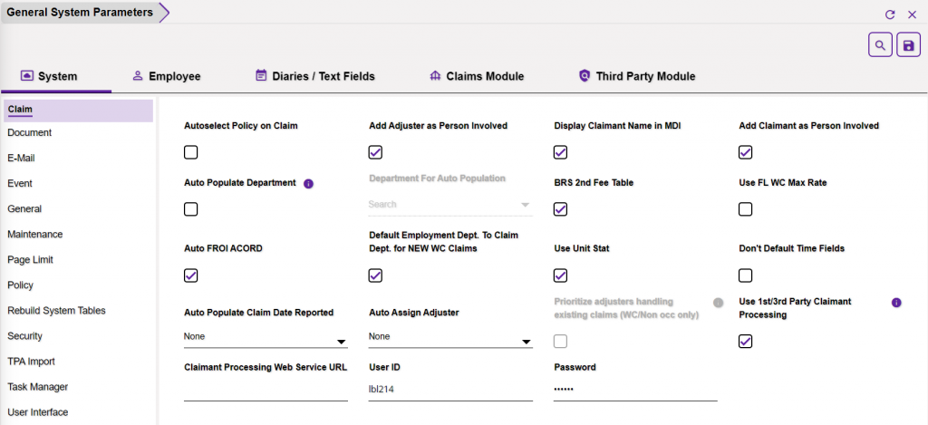 General System Parameter Setup
