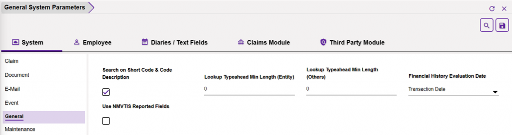 General System Parameter Setup
