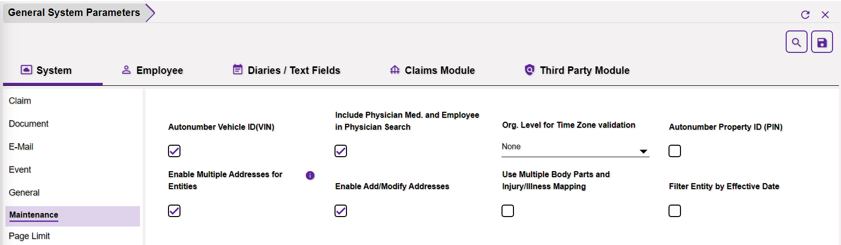 General System Parameter Setup