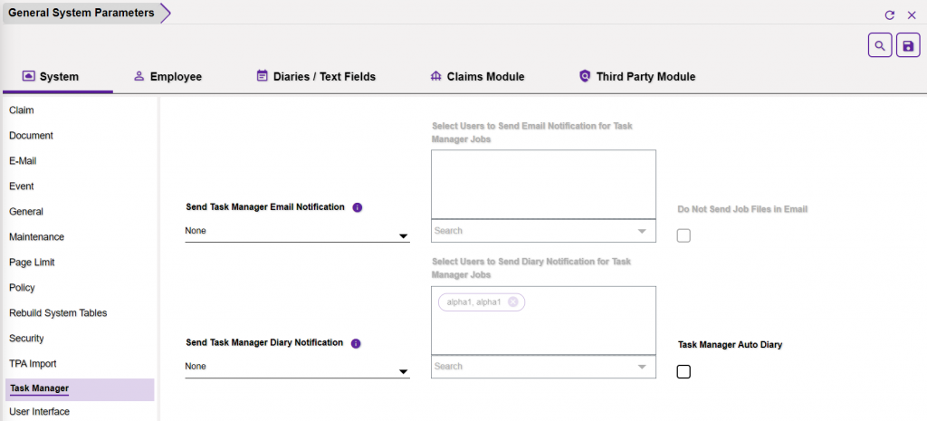 General System Parameter Setup